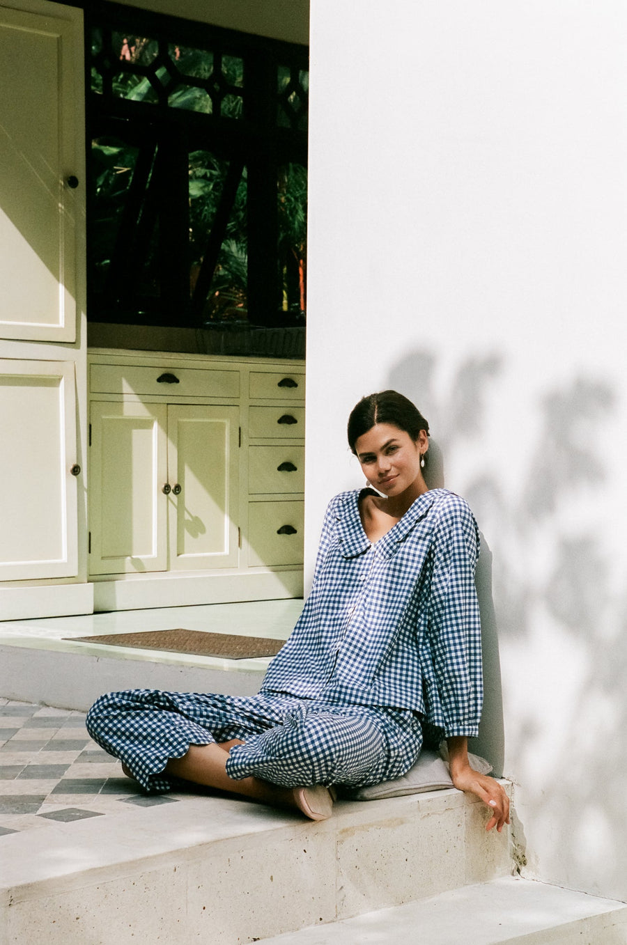 Penelope Sleep Set - Long - Gingham - Navy – Piyama USD