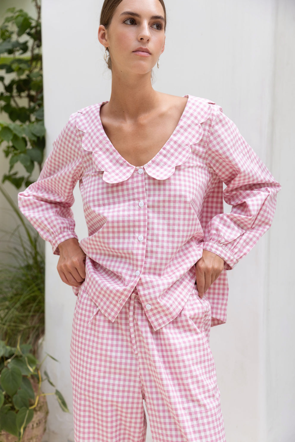 Penelope Sleep Set - Long - Gingham - Berry – Piyama USD