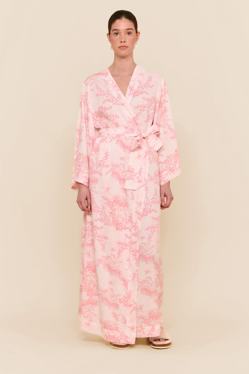 Alice Kimono Robe - Long - Summer Toile - Pink – Piyama USD