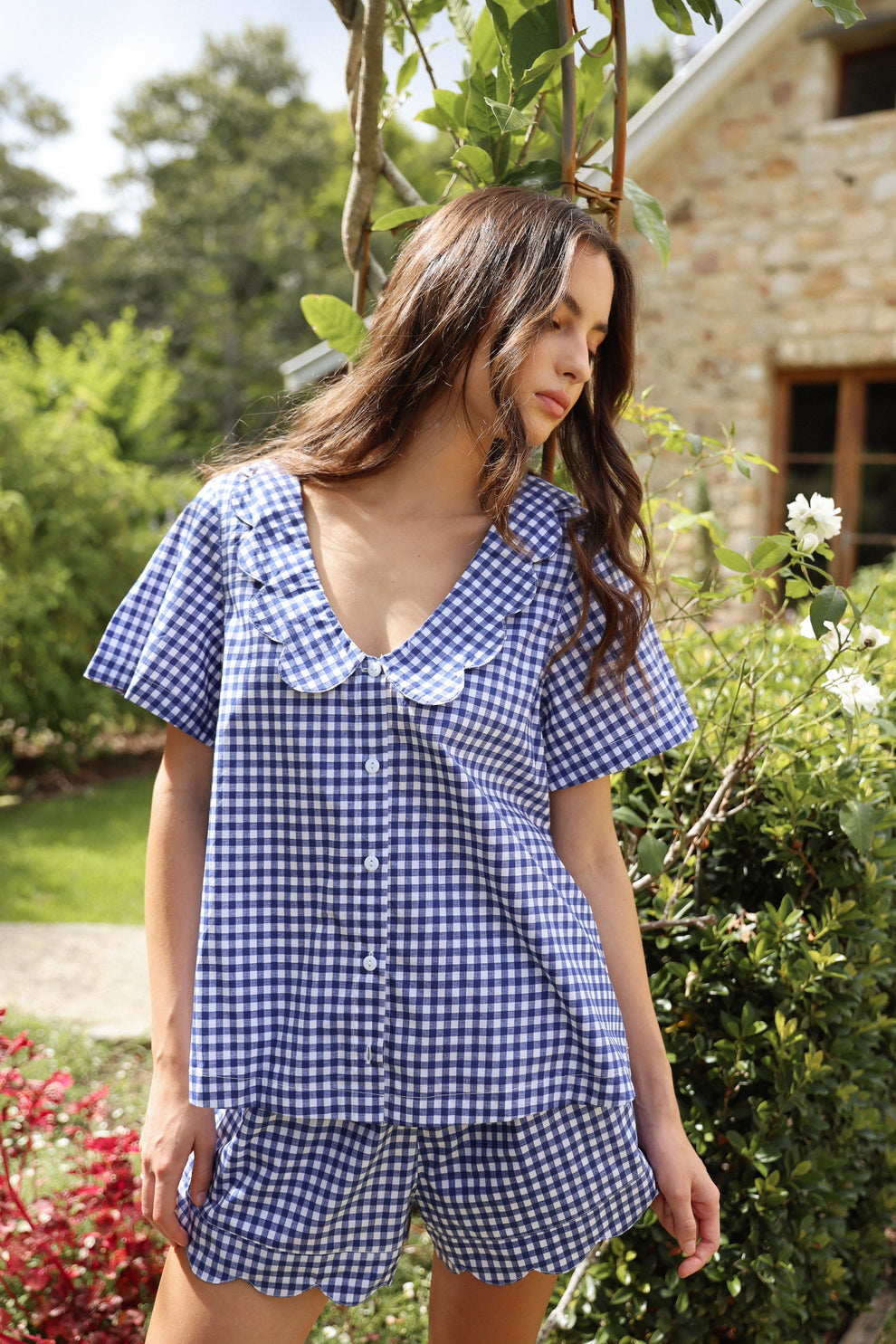 Penelope Sleep Set - Gingham - Navy – Piyama USD